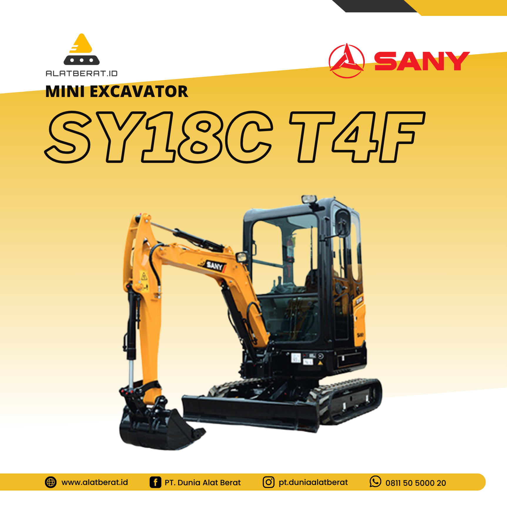 Distributor Alat Berat SANY MINI EXCA SY18C T4f - AlATBERAT.ID
