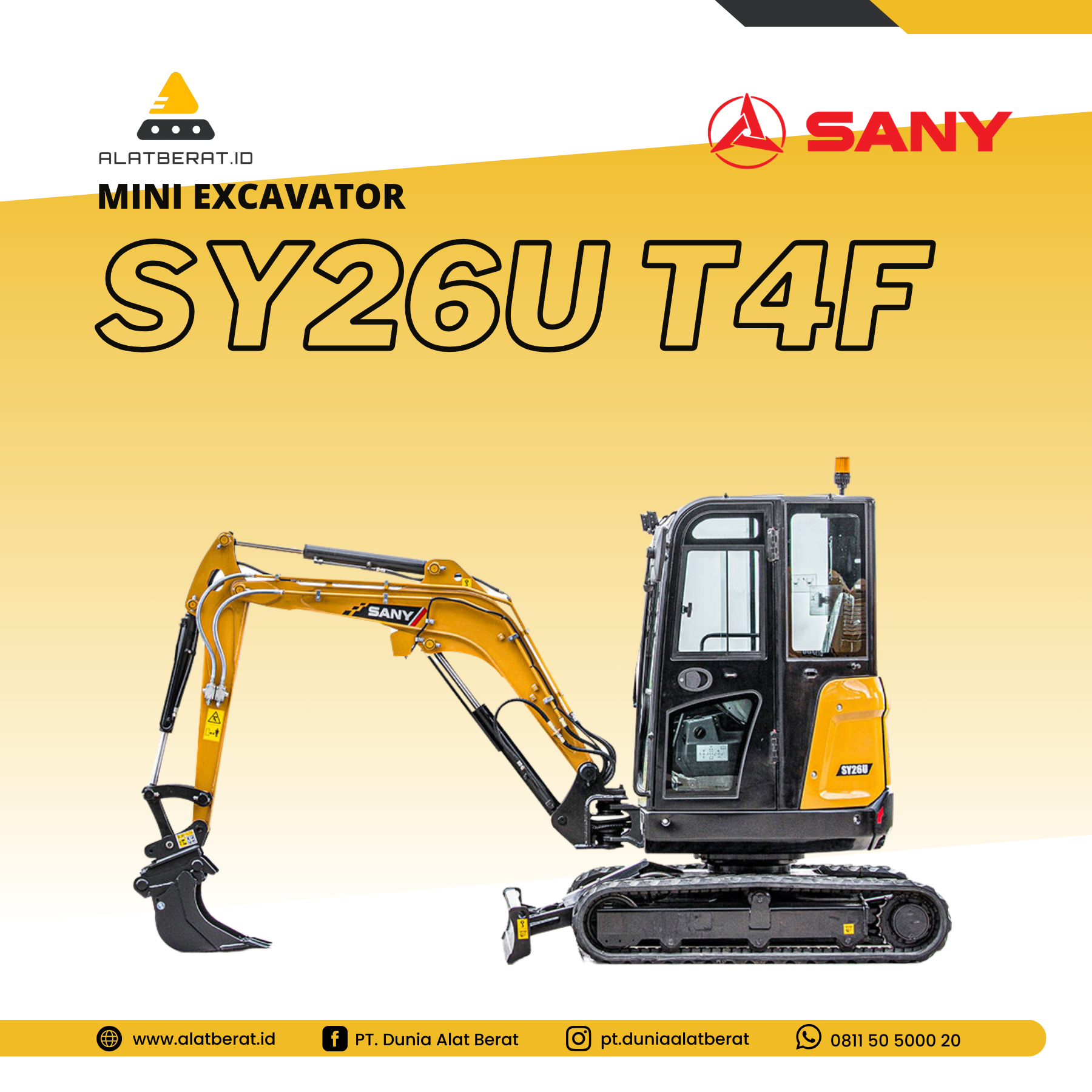 Distributor Alat Berat SANY MINI EXCA SY26U T4f - AlATBERAT.ID
