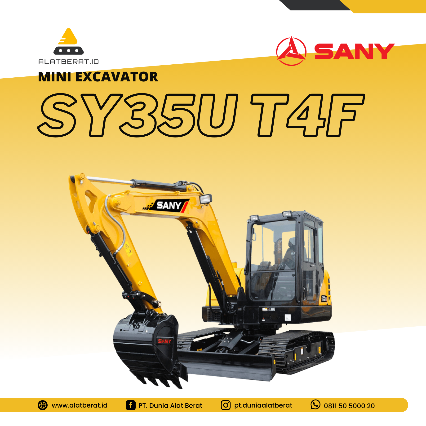 Distributor Alat Berat SANY MINI EXCA SY35U T4f - AlATBERAT.ID