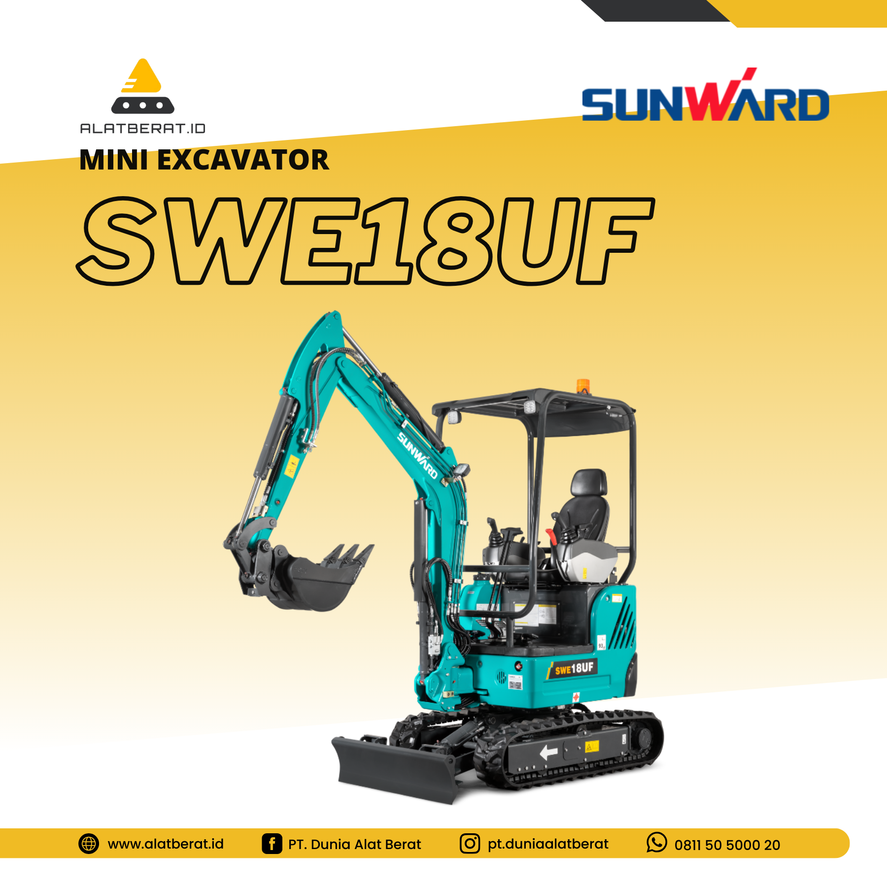 Distributor Alat Berat SUNWARD MINI EXCA SWE18UF - AlATBERAT.ID